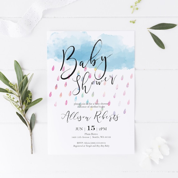 Rain Shower Baby Shower Invitation Editable Shower Invite | Etsy
