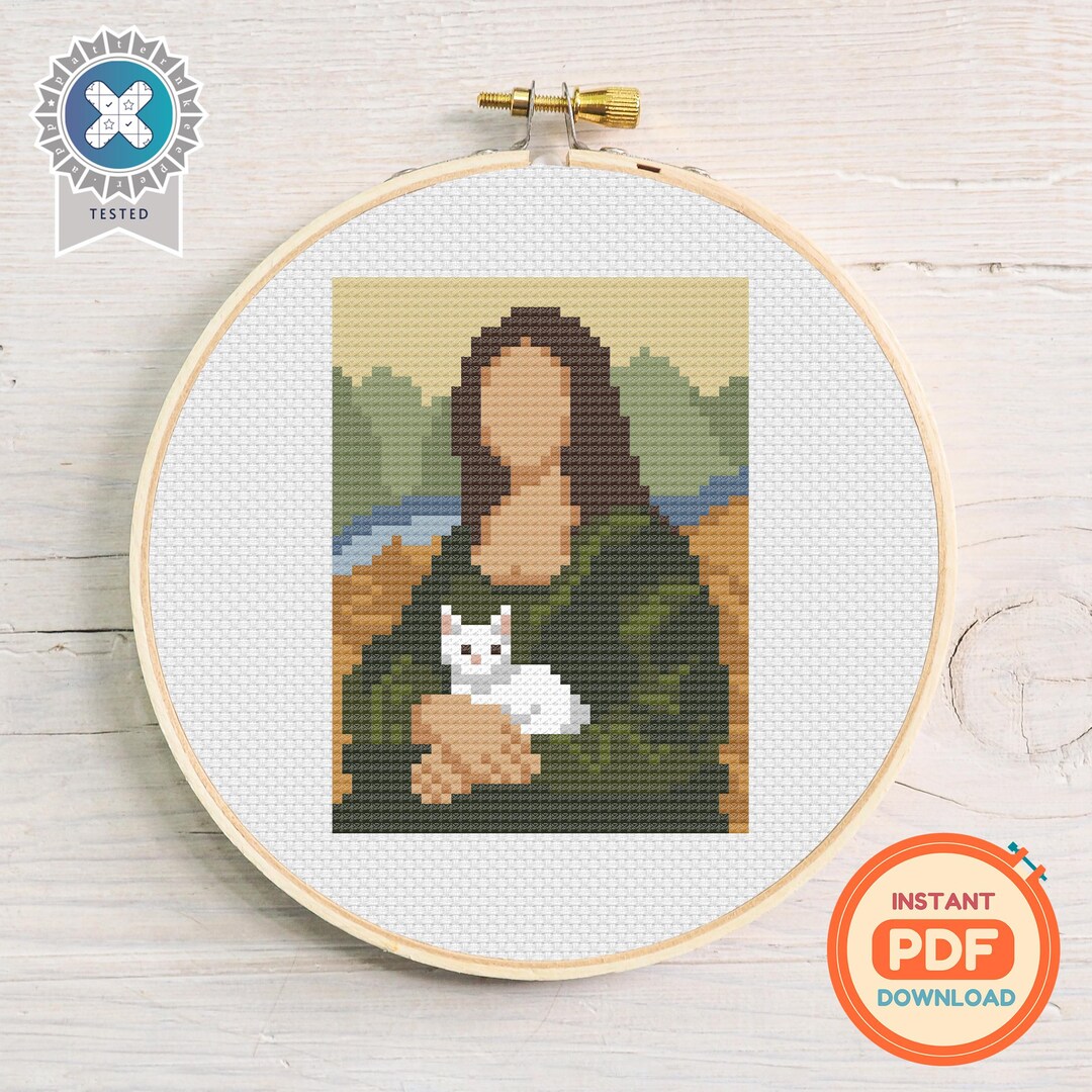 Mini Meowsterpiece - Mona Lisa - Cross Stitch Pattern - Tiny Cross ...