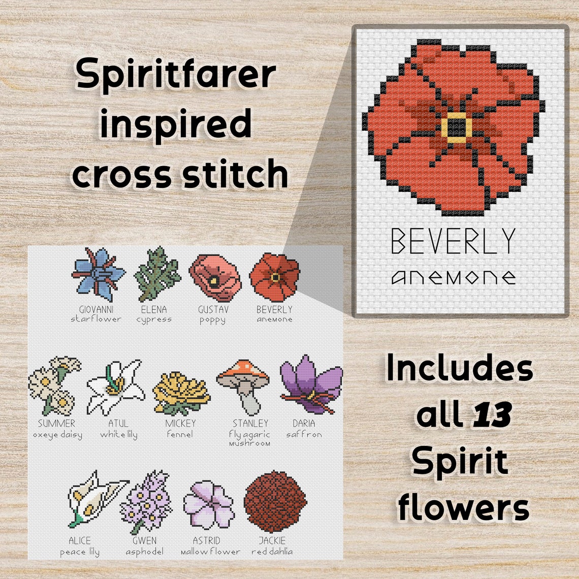 Cross Stitch Pattern - Spiritfarer Flowers Inspired - All 13 Flowers ...