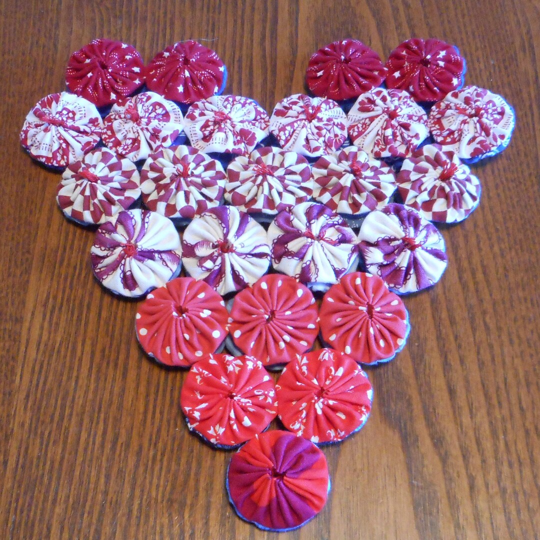 Red and Blue Reversible Heart Yoyo Trivet - Etsy