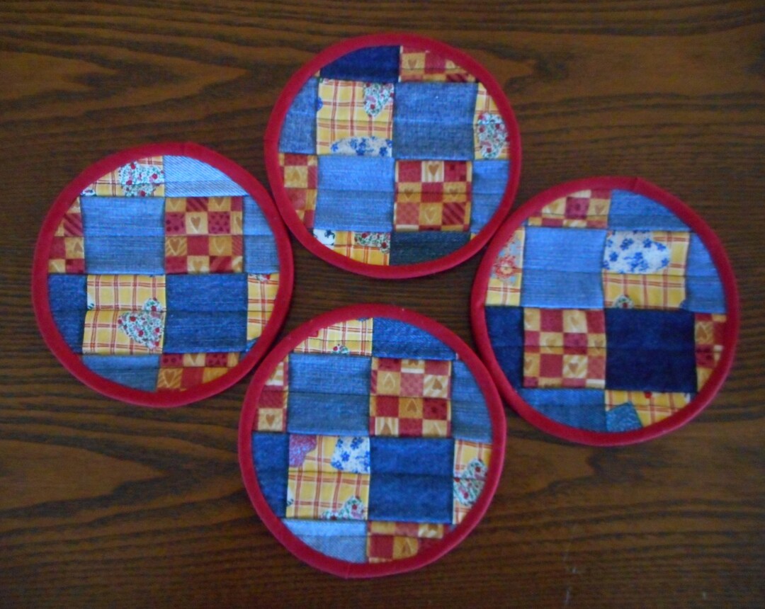 Set of 4 Heart Themed Mug Rugs - Etsy