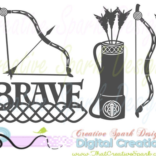 Brave Inspired Merida's Bow and Arrow Silhouette Set SVG - Etsy