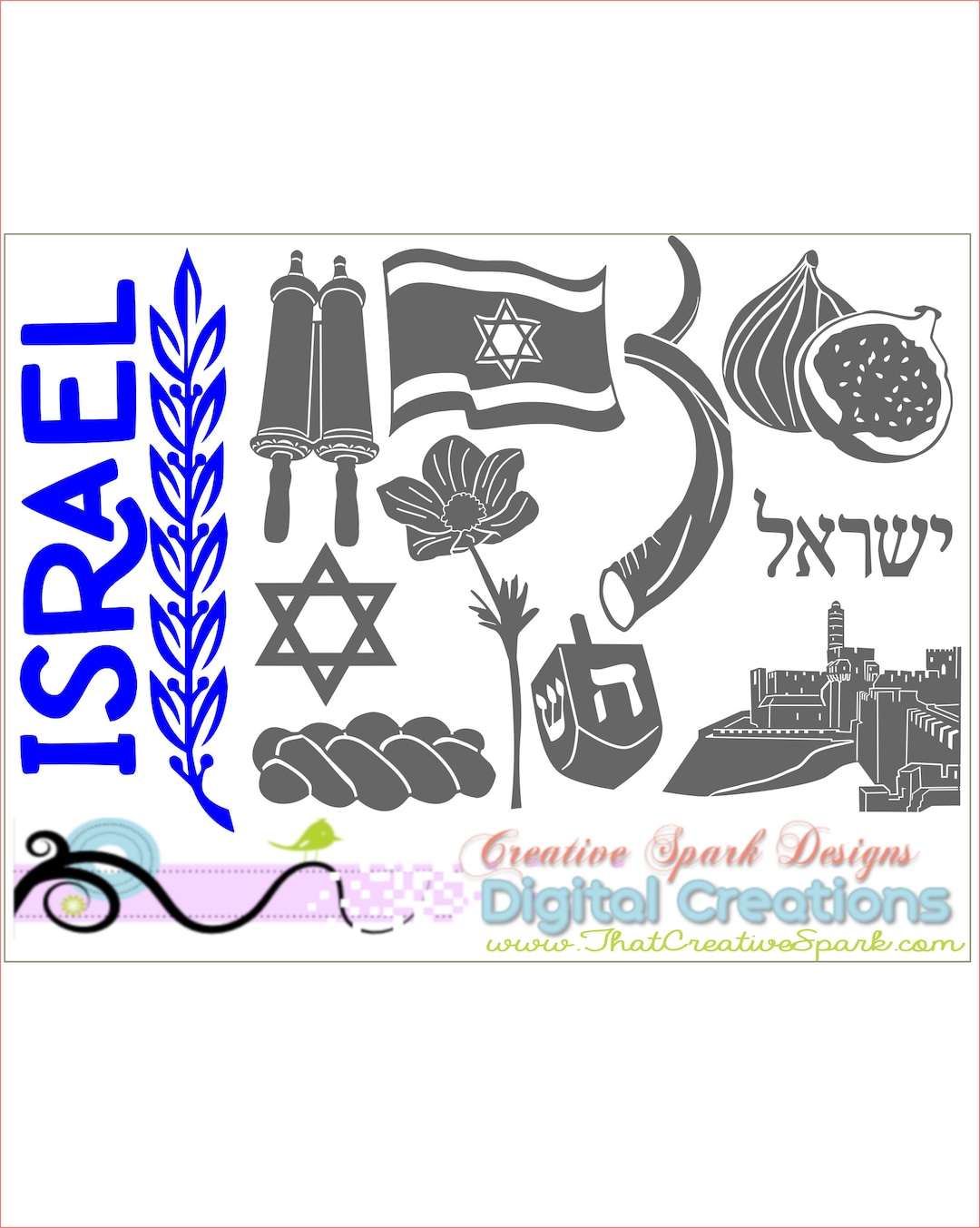 Israel Themed Silhouette Images Digital Download for Die Cutting, Vinyl ...