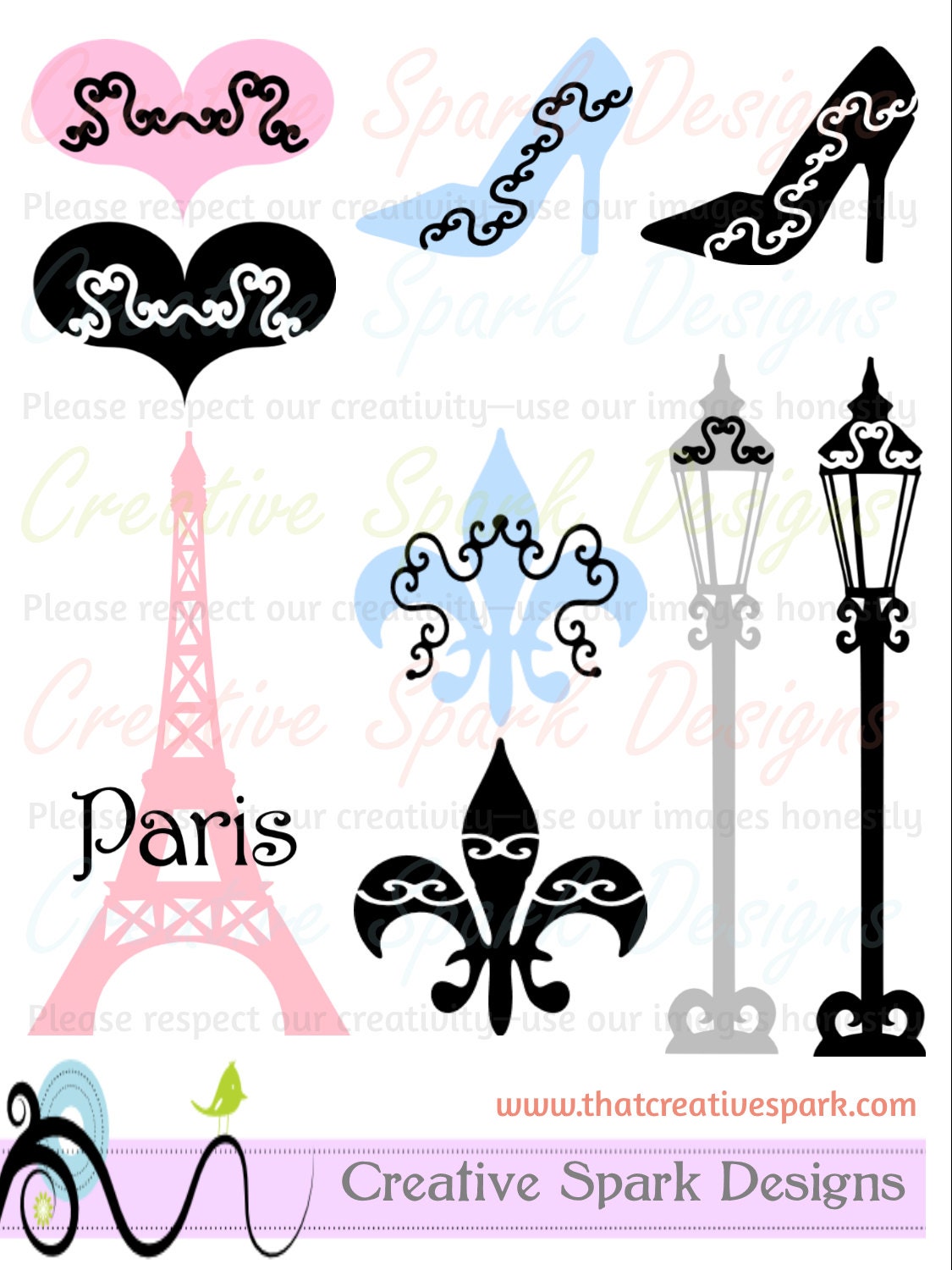 Ornamental Paris SVG DXF PNG Image Set for Die Cutting | Etsy