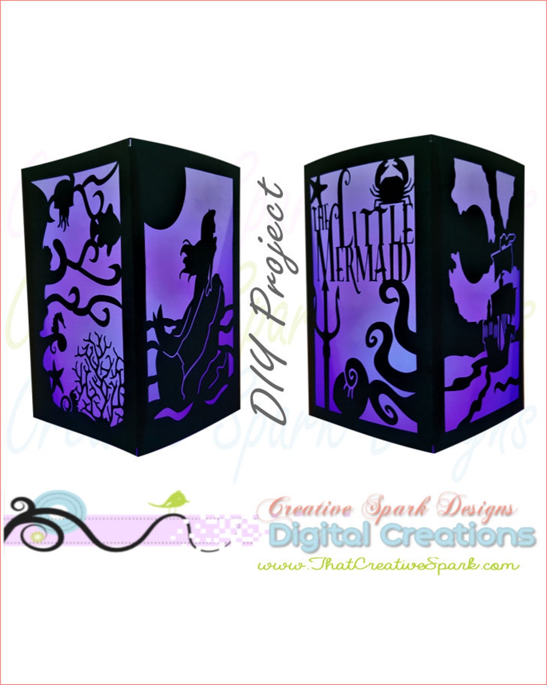 Little Mermaid Lantern DIY Project SVG. DXF Download for Die Cutting ...