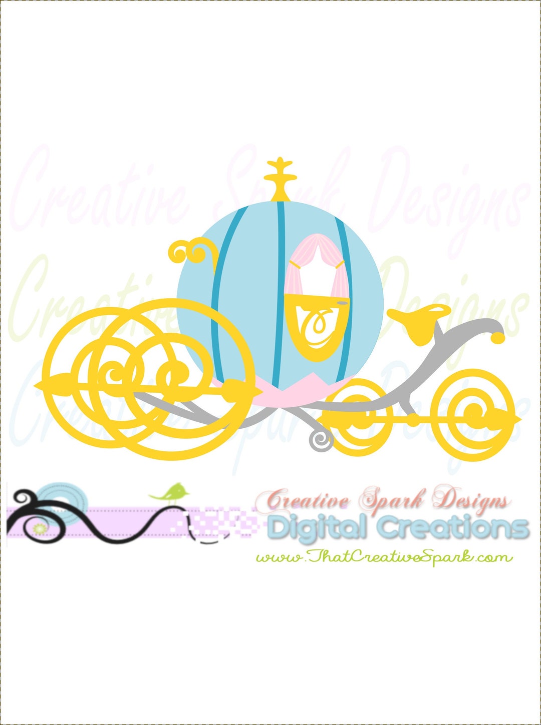 Carruaje de Cenicienta en capas SVG, DXF, PNG para máquinas de ...