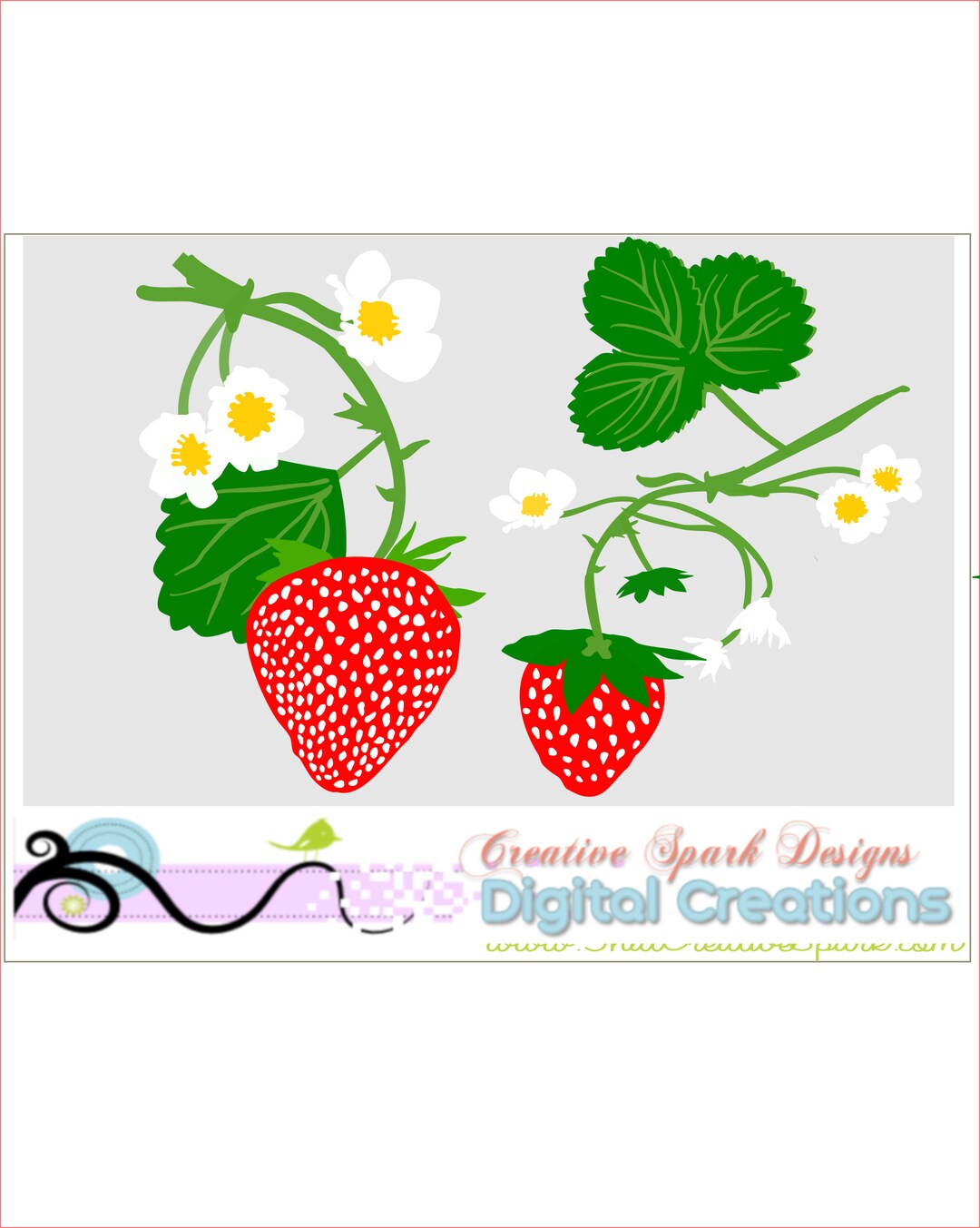 Strawberries SVG, DXF, EPS Image Set for Die Cutting Machines, Clip Art ...