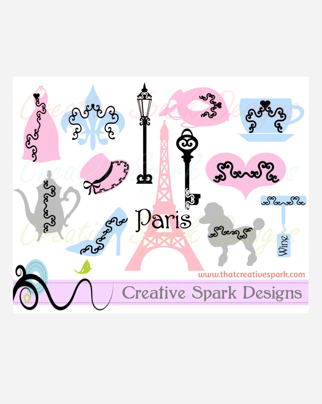 Ornamental Paris SVG, DXF, PNG Image Set for Die Cutting Machines, Iron ...