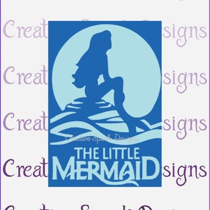 Little Mermaid Ariel and Moon Silhouette SVG Image Download - Etsy