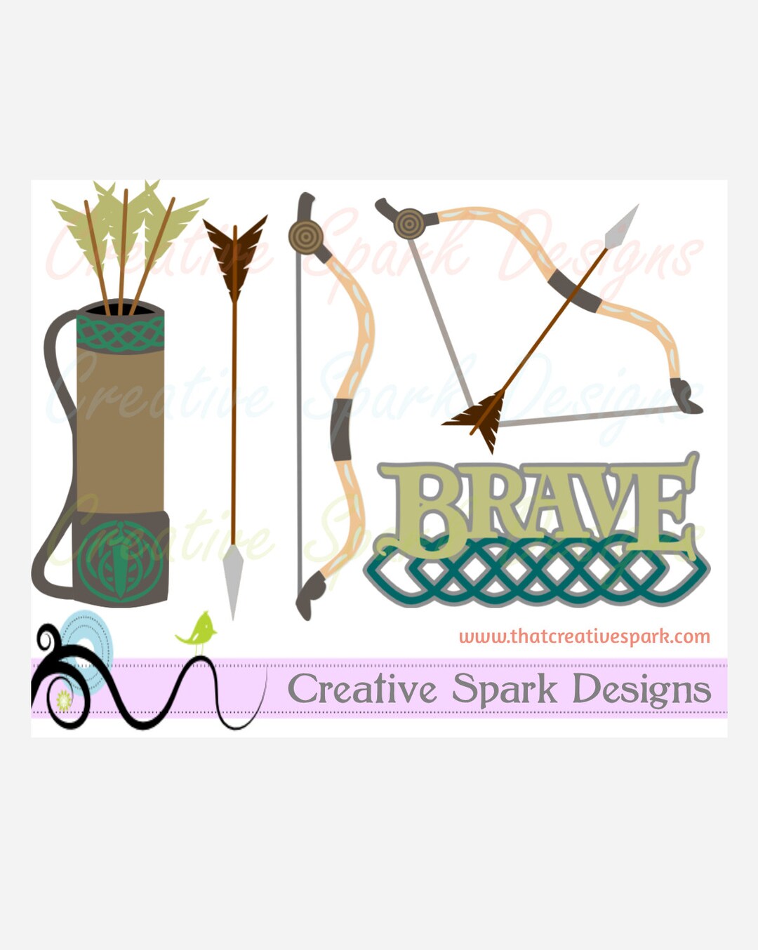 Brave Inspired SVG Archery Image Set for Die Cutting Machines, Digital ...