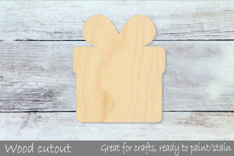 Christmas Present Cutout Present Unfinished Wood Shape Laser | Etsy