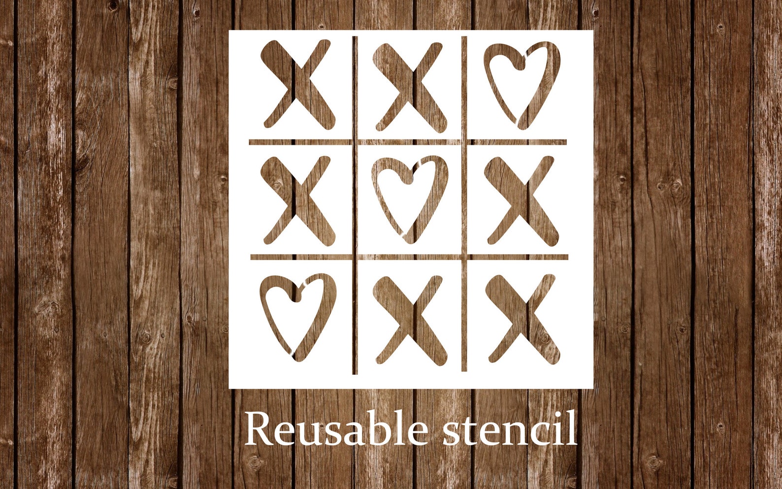 Valentines Stencil Tic Tac Toe Hearts Stencil Valentines XO - Etsy