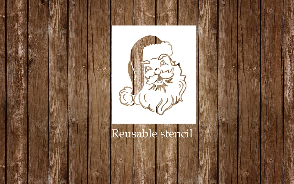 Santa Stencil Christmas Stencil Santa Face Stencil Reusable | Etsy
