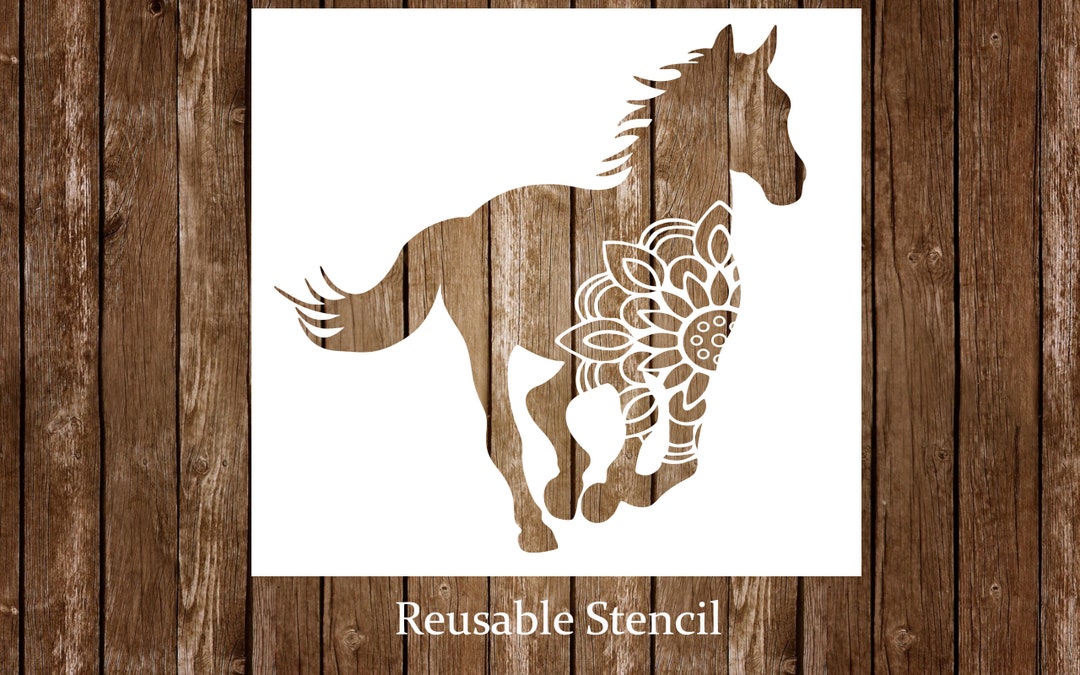Horse Mandala Stencil, Running Horse Animal Stencil, Reusable Stencil ...
