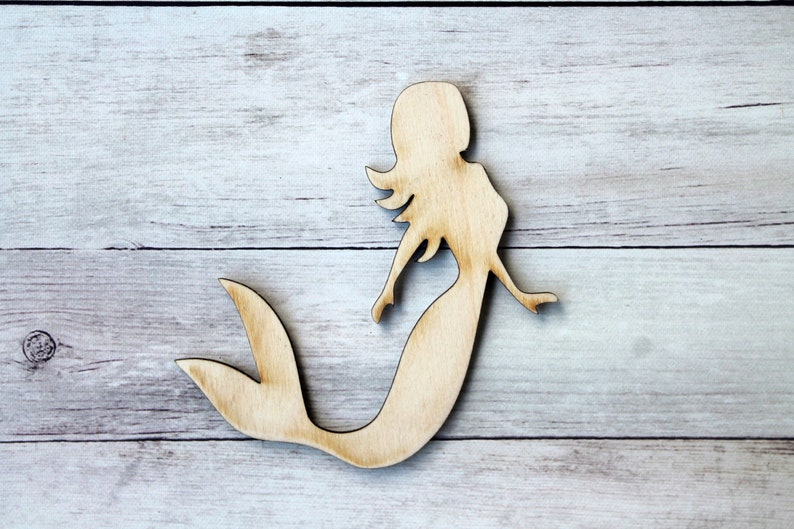 Mermaid Wood Shape Laser Cut Mermaid Unfinished Mermaid - Etsy