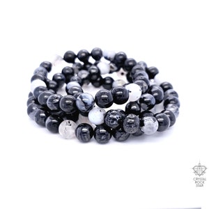 Merlinite Black Psilomelane Crystal Bead Bracelet for Spirit Guide and ...
