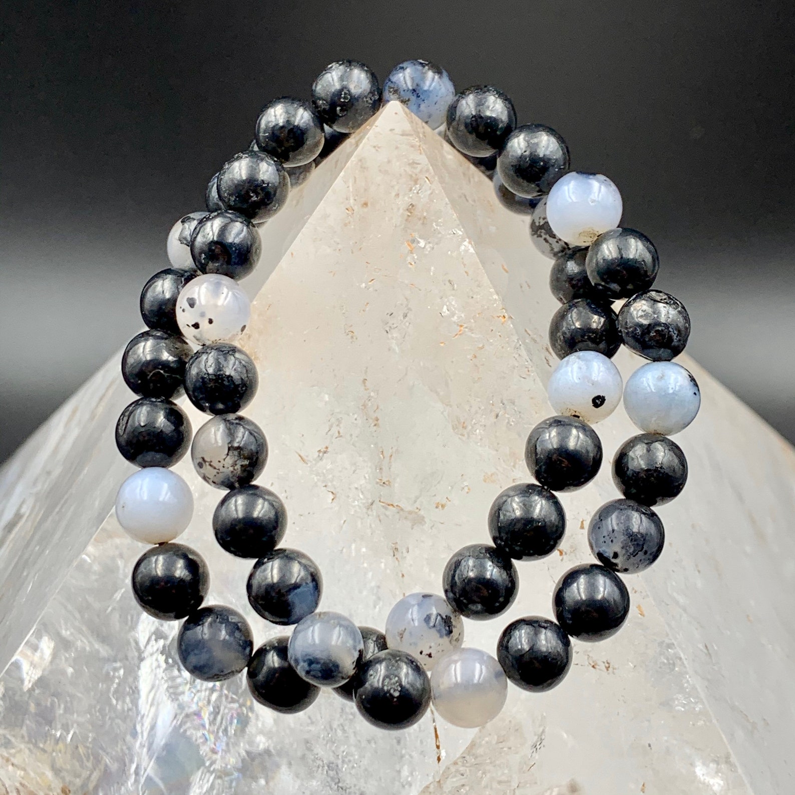 Merlinite Black Psilomelane Crystal Bead Bracelet for Spirit - Etsy