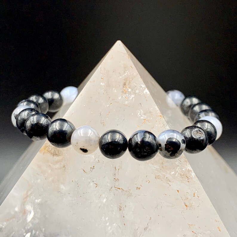 Merlinite Black Psilomelane Crystal Bead Bracelet For Spirit | Etsy