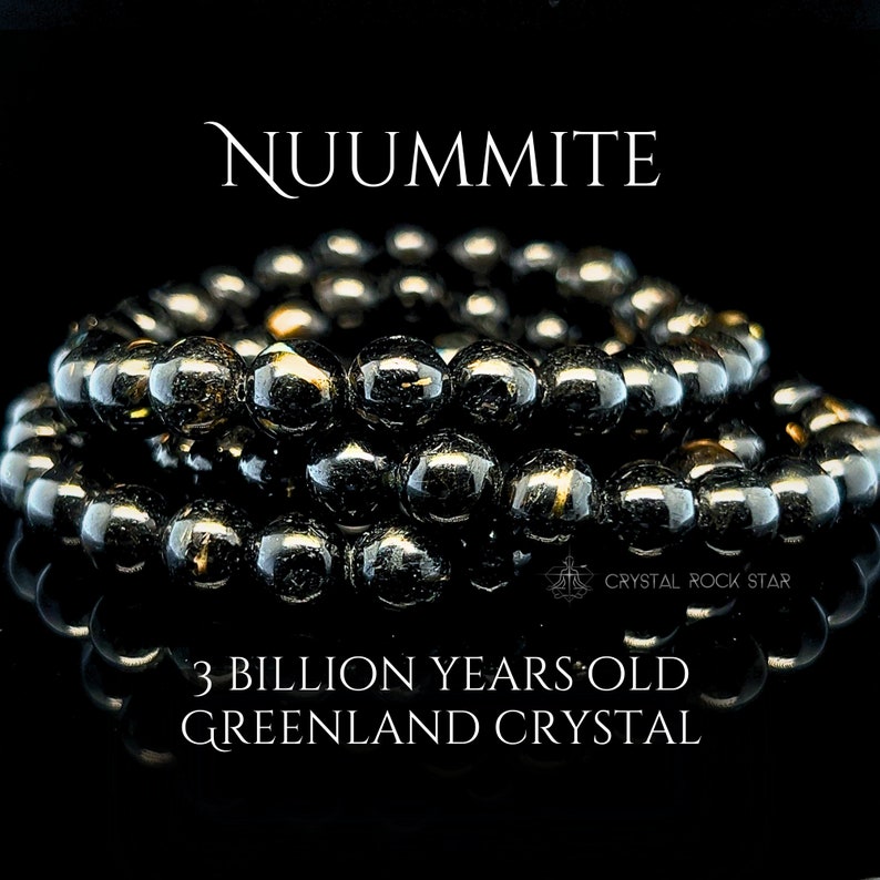 Genuine Nuummite Stretch Bead Bracelet - Rare Greenland Empath ...