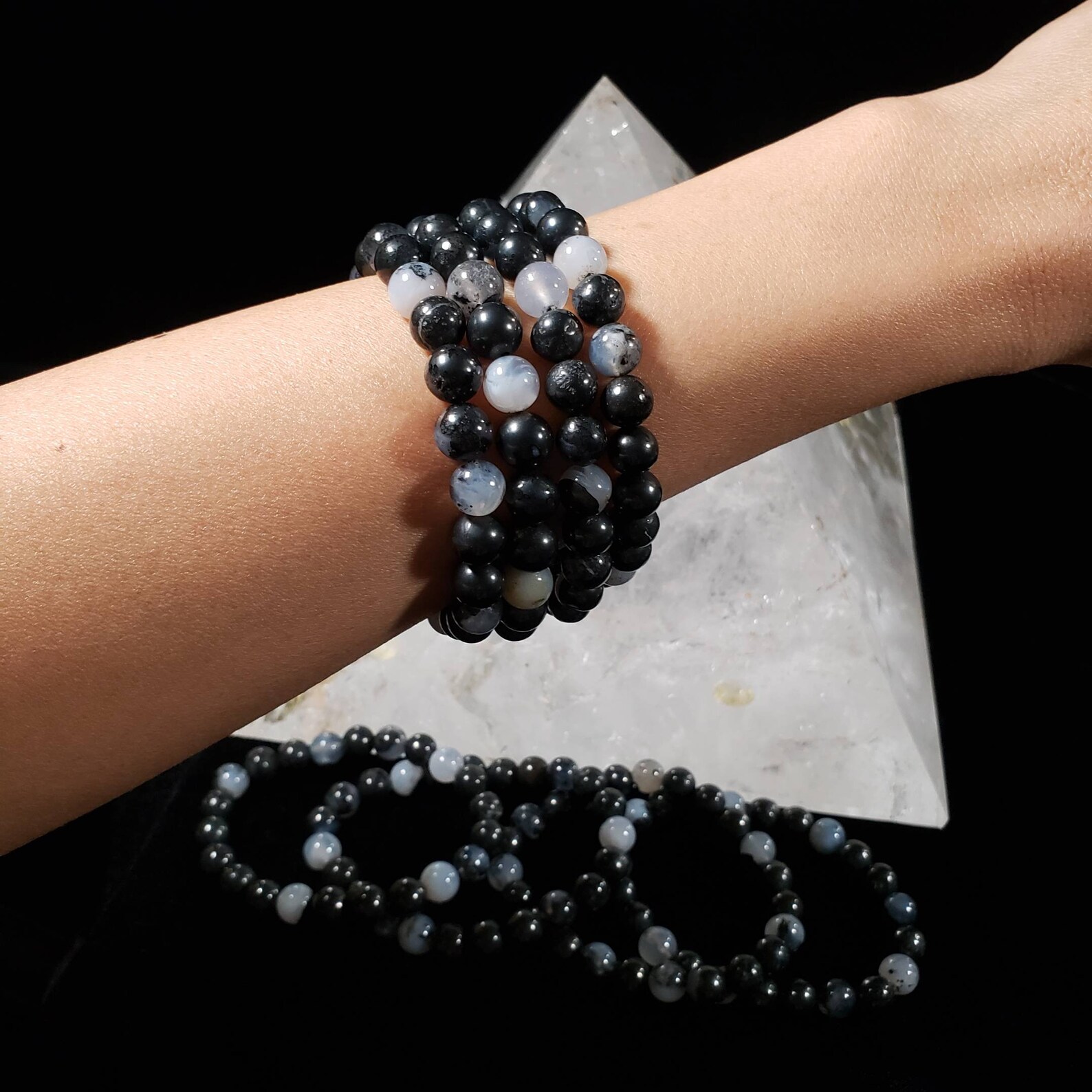 Merlinite Black Psilomelane Crystal Bead Bracelet for Spirit - Etsy