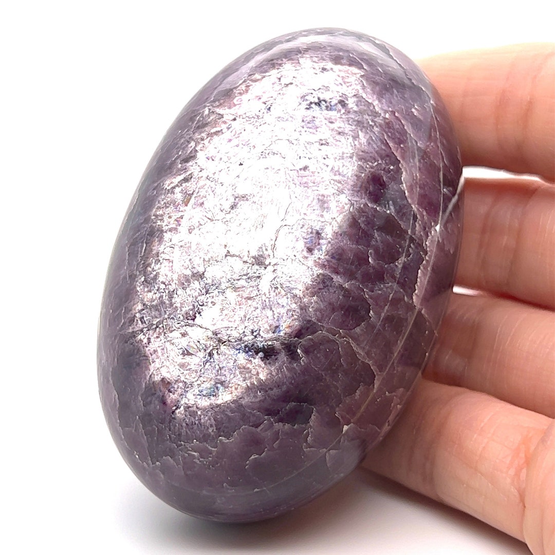 Large Gem Lepidolite Lingam Palm Stone - Flashy Lavender Purple Chunky ...