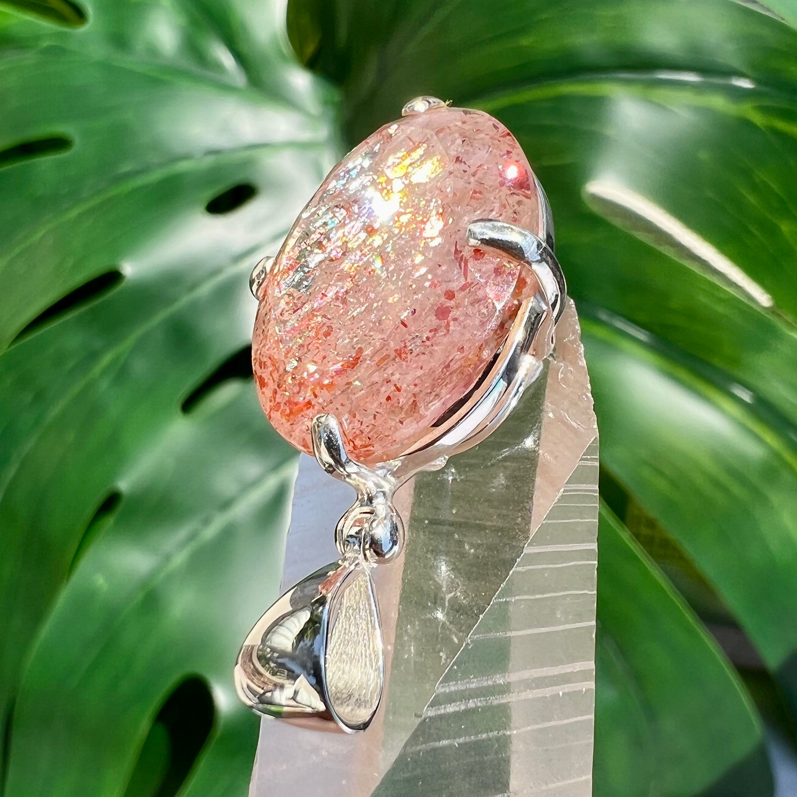 Sunstone Secret Sparkle Pendant Flashy Rainbow Iridescent - Etsy