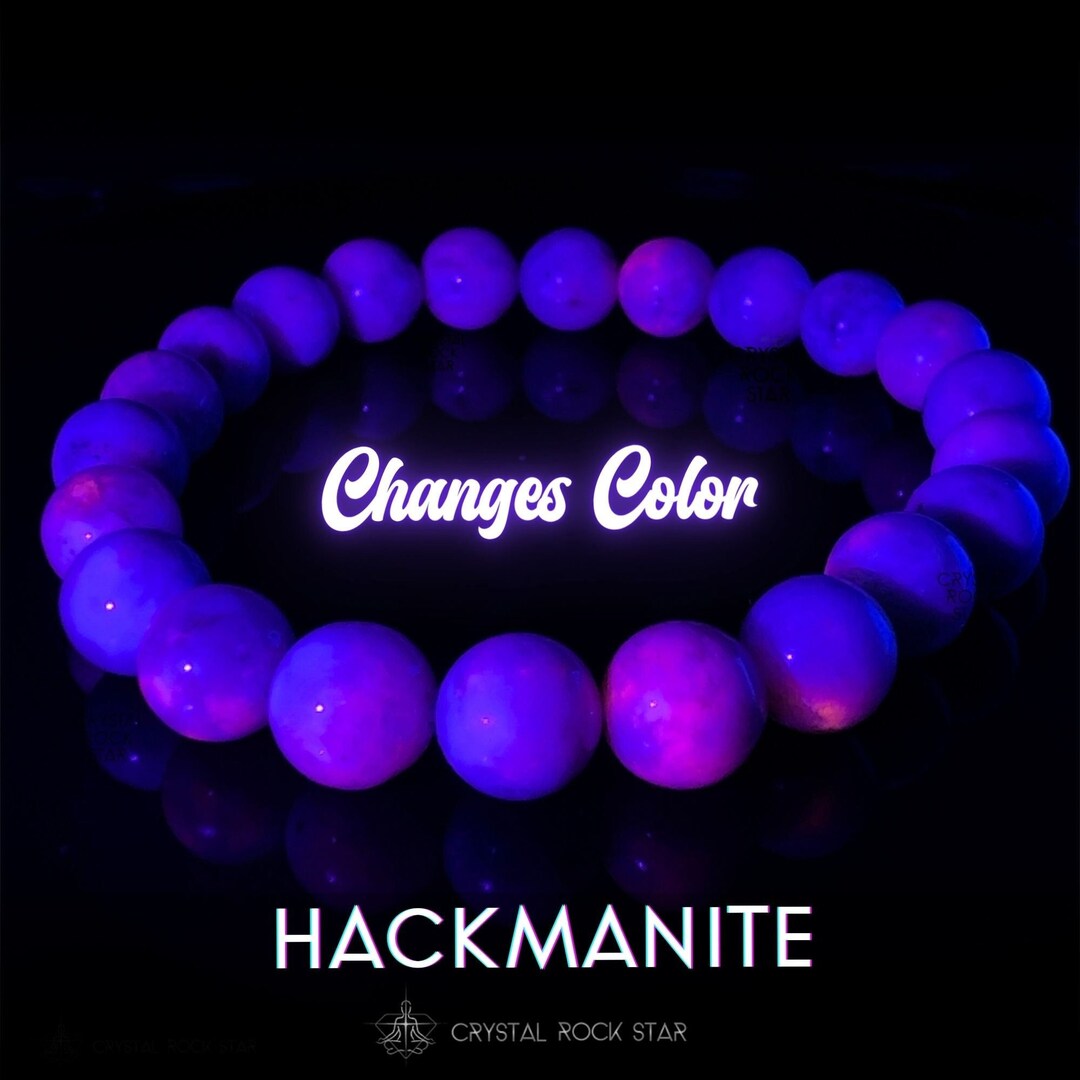 Hackmanite Bracelet, Fluorescent & Tenebrescent Crystal, Rare Unique ...