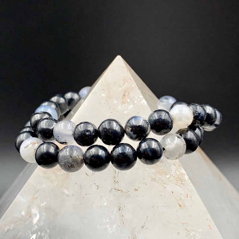 Merlinite Black Psilomelane Crystal Bead Bracelet For Spirit | Etsy