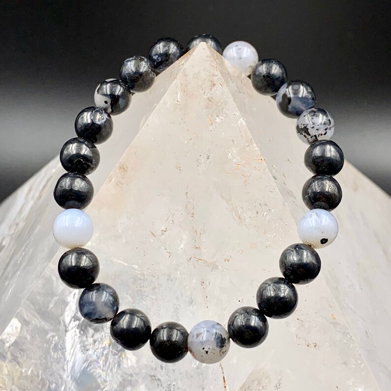 Merlinite Black Psilomelane Crystal Bead Bracelet for Spirit - Etsy