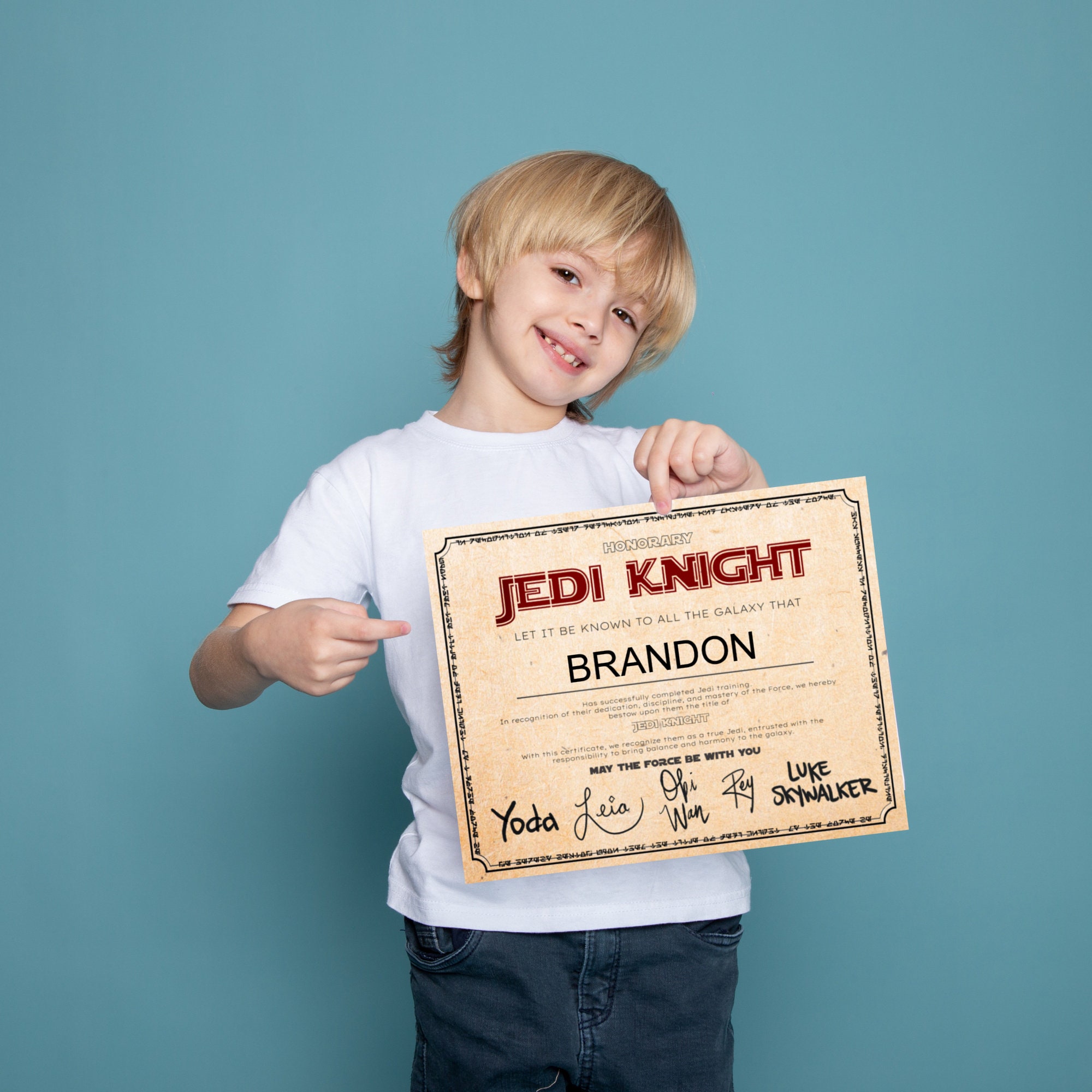 Jedi Certificate Star Wars Party Favor | Jedi Knight Certificate for ...