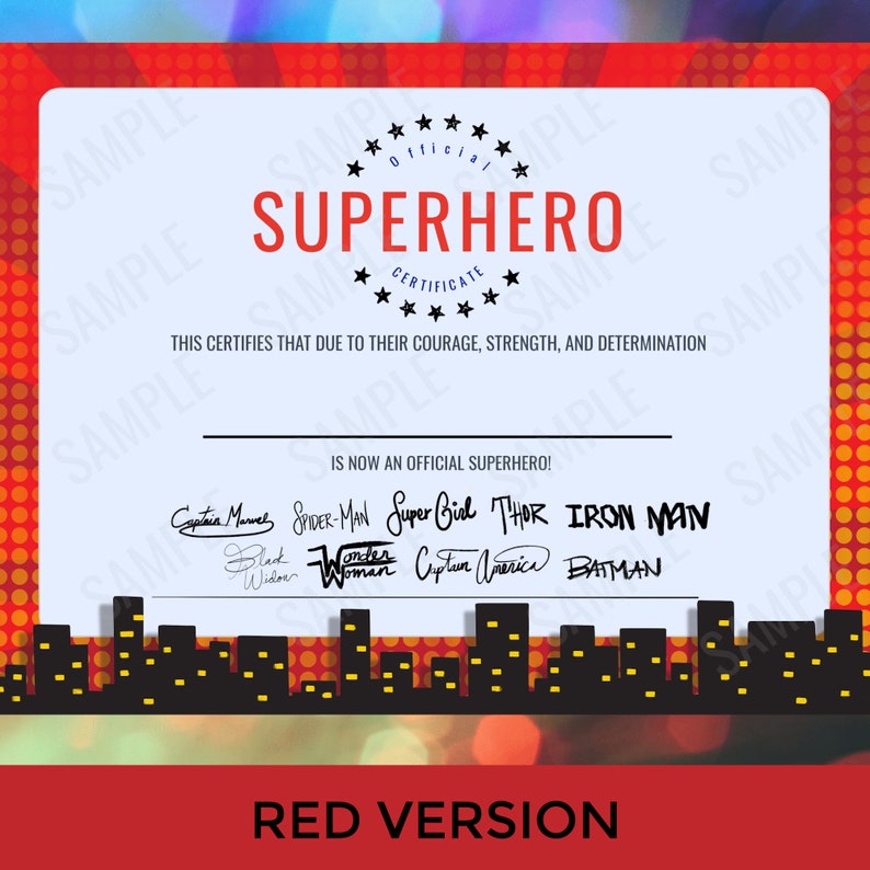 Superhero Certificate Party Favor for Superhero Birthday Party Instant ...