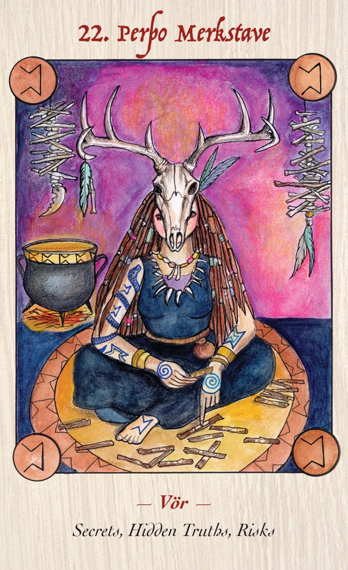 Nordisk gudinna, runor, orakelkit, kortlek och guidebok, tarotkort och ...