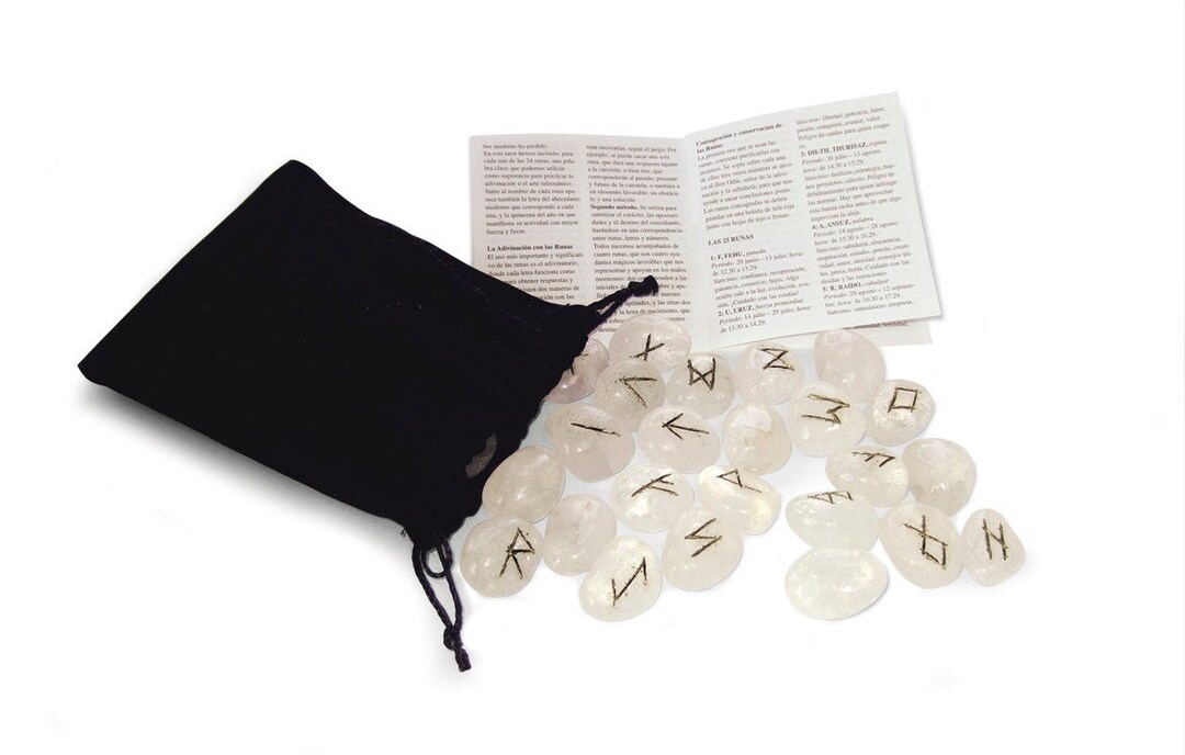 Crystal Runes Set Runic Stones Velvet Pouch Instruction Booklet Rune ...