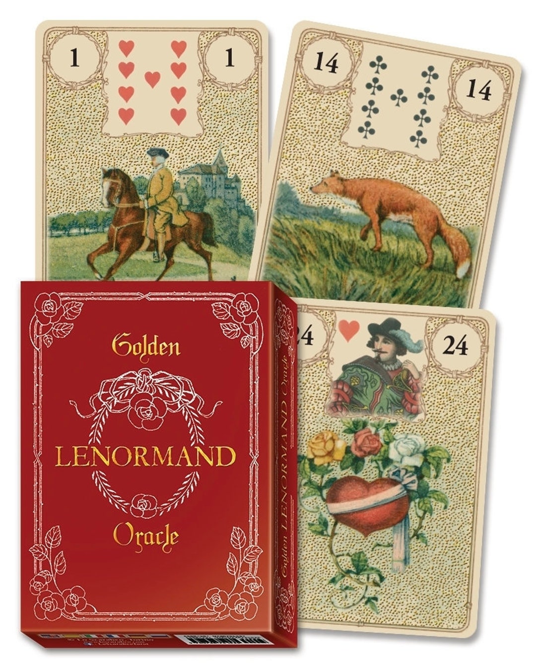 Golden Lenormand Oracle Deck Cards Set Fantasy Art Tarot Card Booklet ...