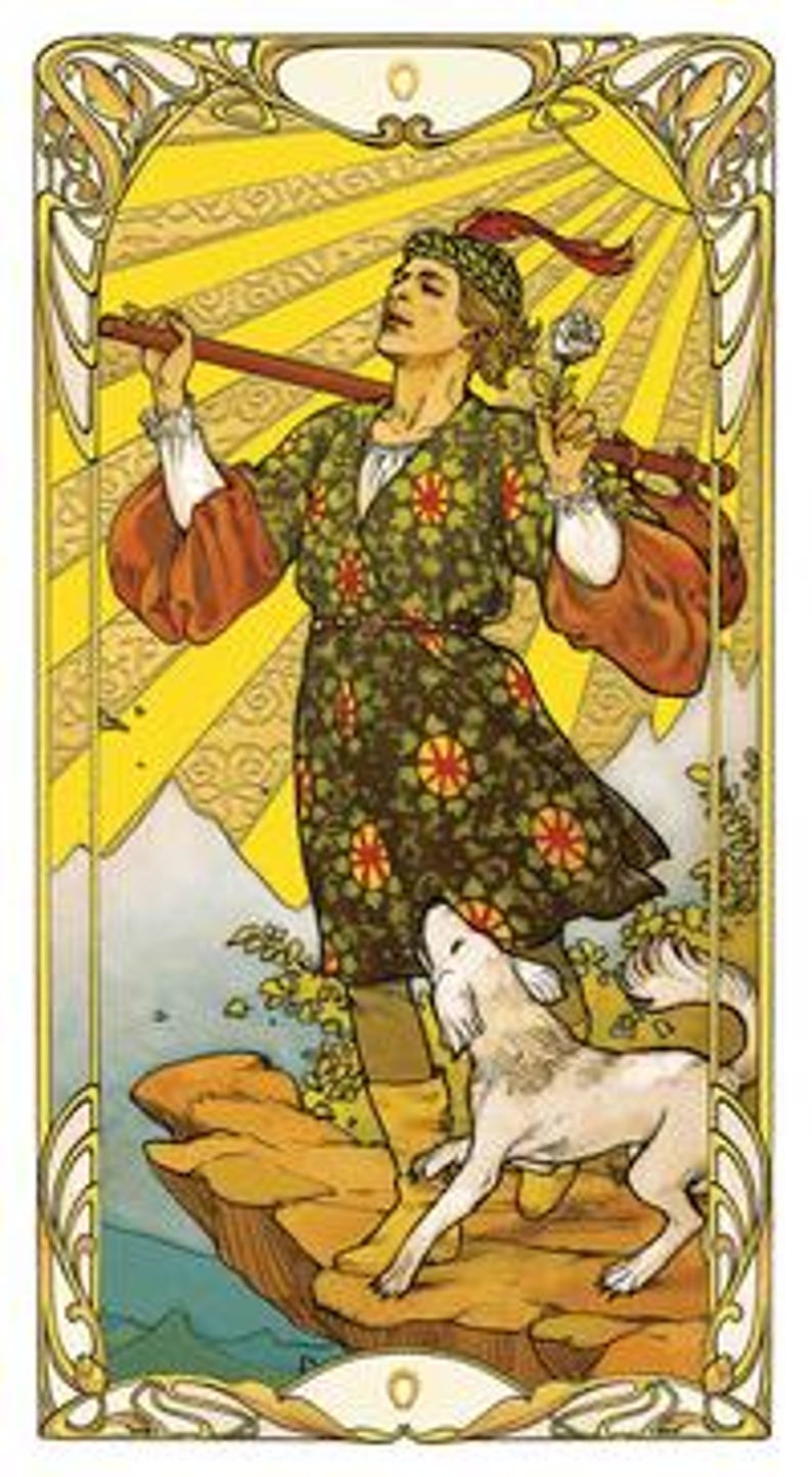 Golden Art Nouveau Tarot Deck Cards Set Fantasy Art Oracle Card Booklet ...
