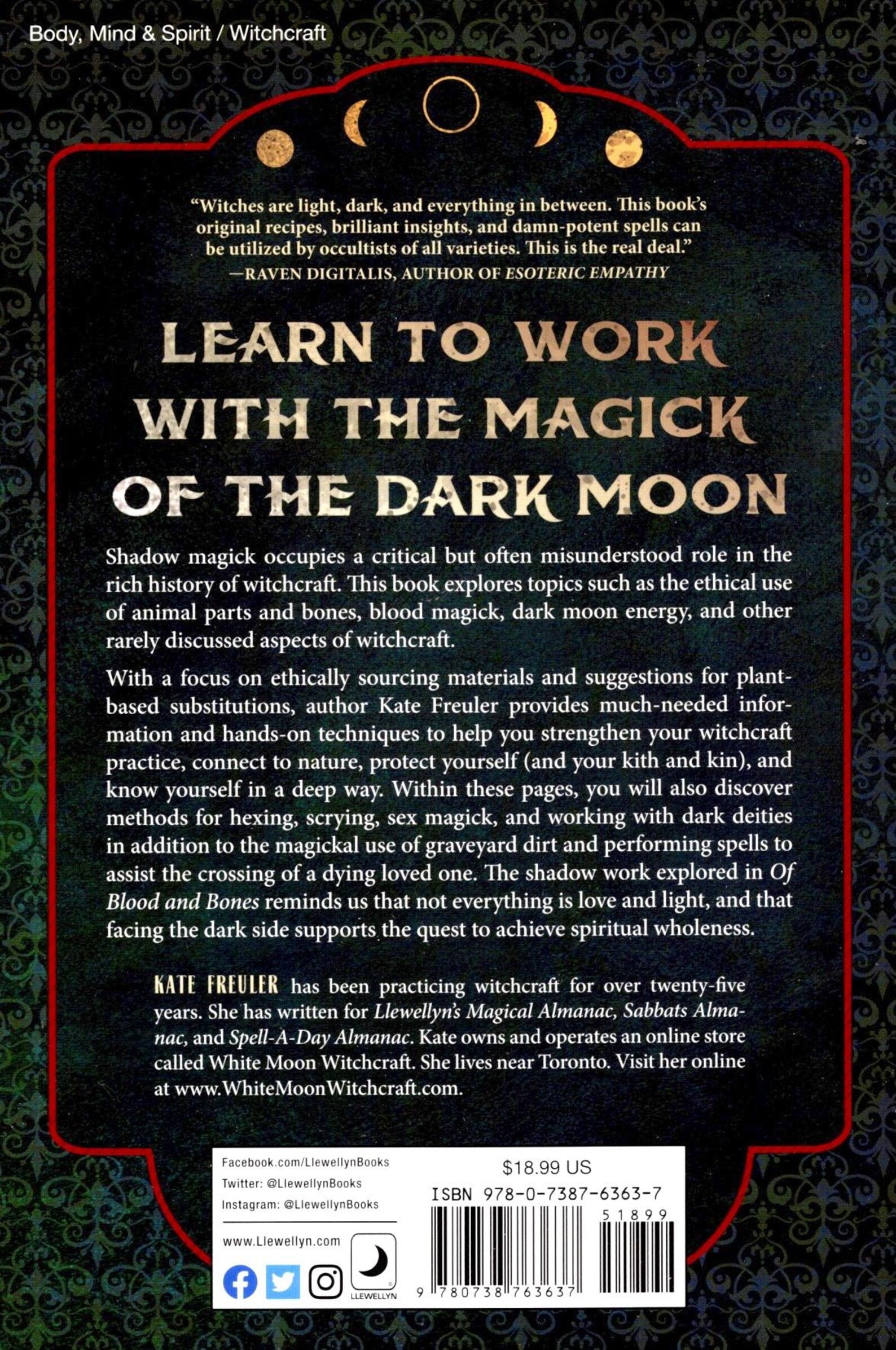 Of Blood and Bones Book Working With Shadow Magick & the Dark Moon ...