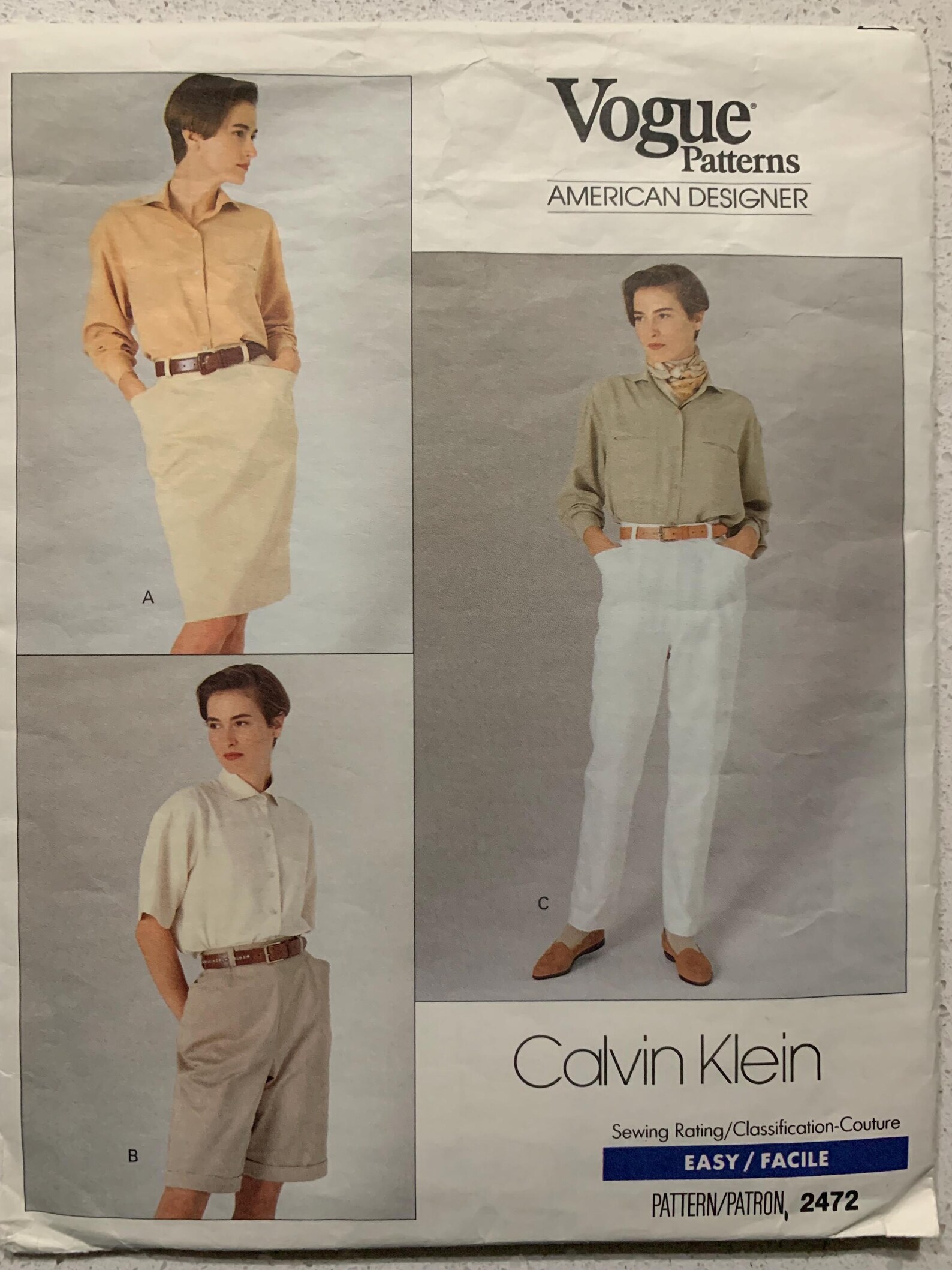 Vogue American Designer; Calvin Klein; Pattern 2472; Size 6-8-10 - Etsy