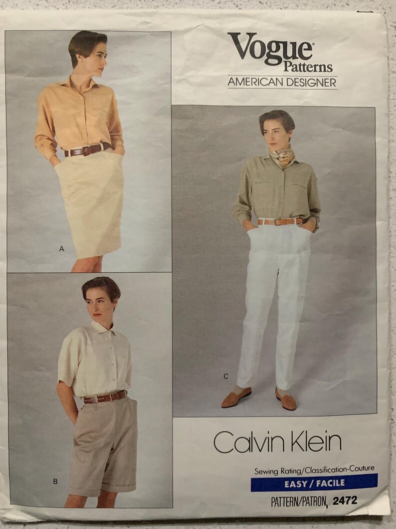 Vogue American Designer; Calvin Klein; Pattern 2472; Size 6-8-10 - Etsy