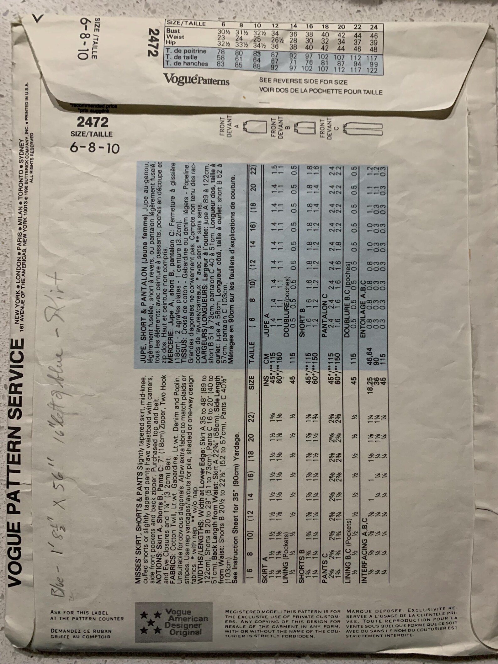 Vogue American Designer; Calvin Klein; Pattern 2472; Size 6-8-10 - Etsy