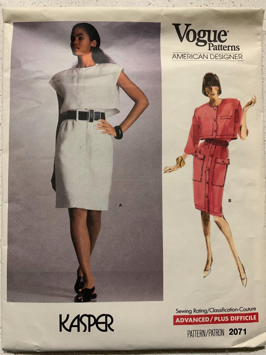 Vogue American Designer; Kasper; Pattern 2071; Size 8-10-12 - Etsy