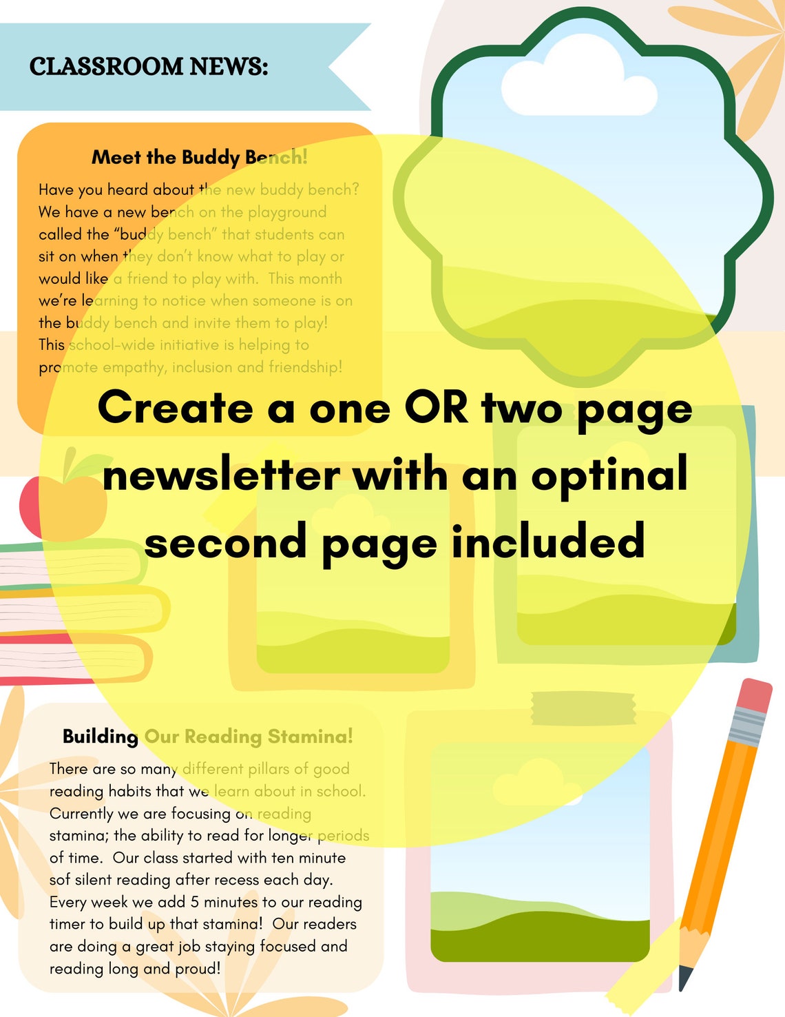 Editable September Classroom Newsletter Template for Canva - Etsy