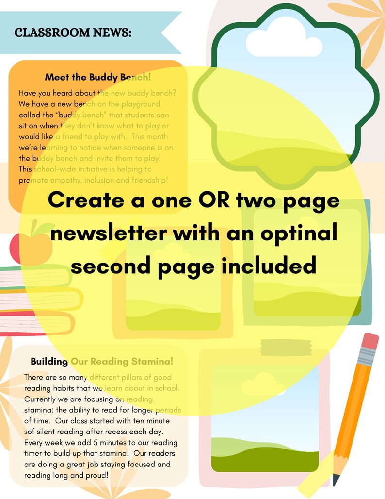 Editable September Classroom Newsletter Template for Canva - Etsy