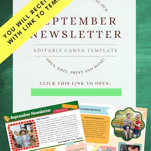 Editable September Classroom Newsletter Template for Canva - Etsy