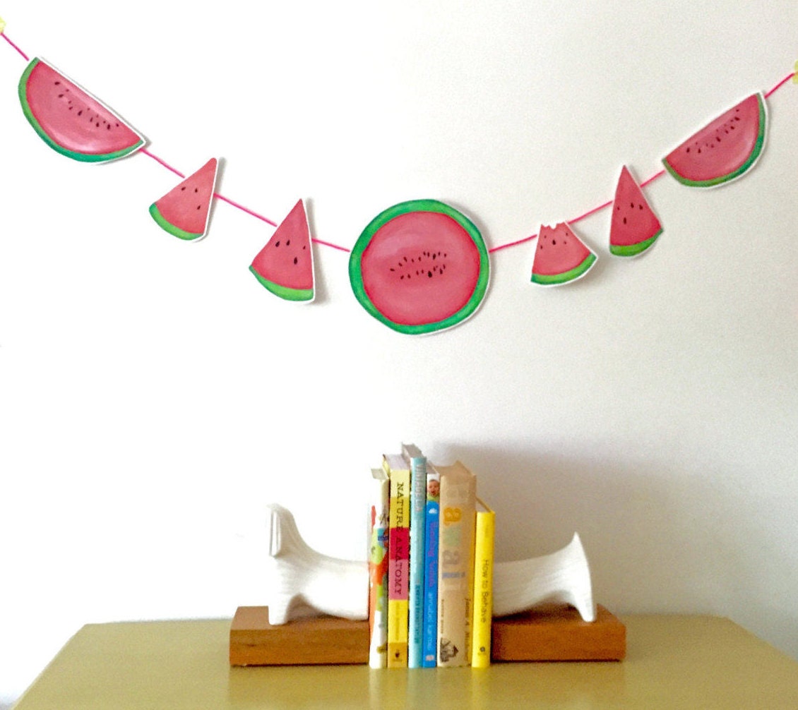 Printable Watermelon Banner Bunting Watercolor Digital Download - Etsy