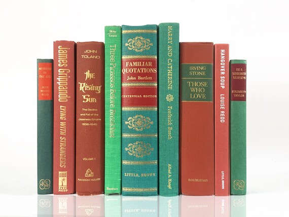 Decorative Book Set in Shades of Mint, Forest Green & Aqua: Vintage ...