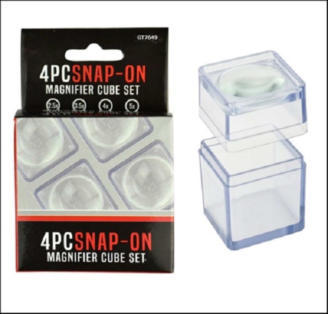 Snap on Magnifier 4 Pc Cube Set 1.5" 2.5X, 3.5X, 4X,5X - Etsy