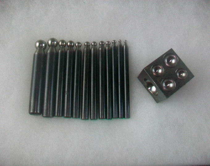 Jewelers Dapping Block With 12 Pc Punch Set - Etsy