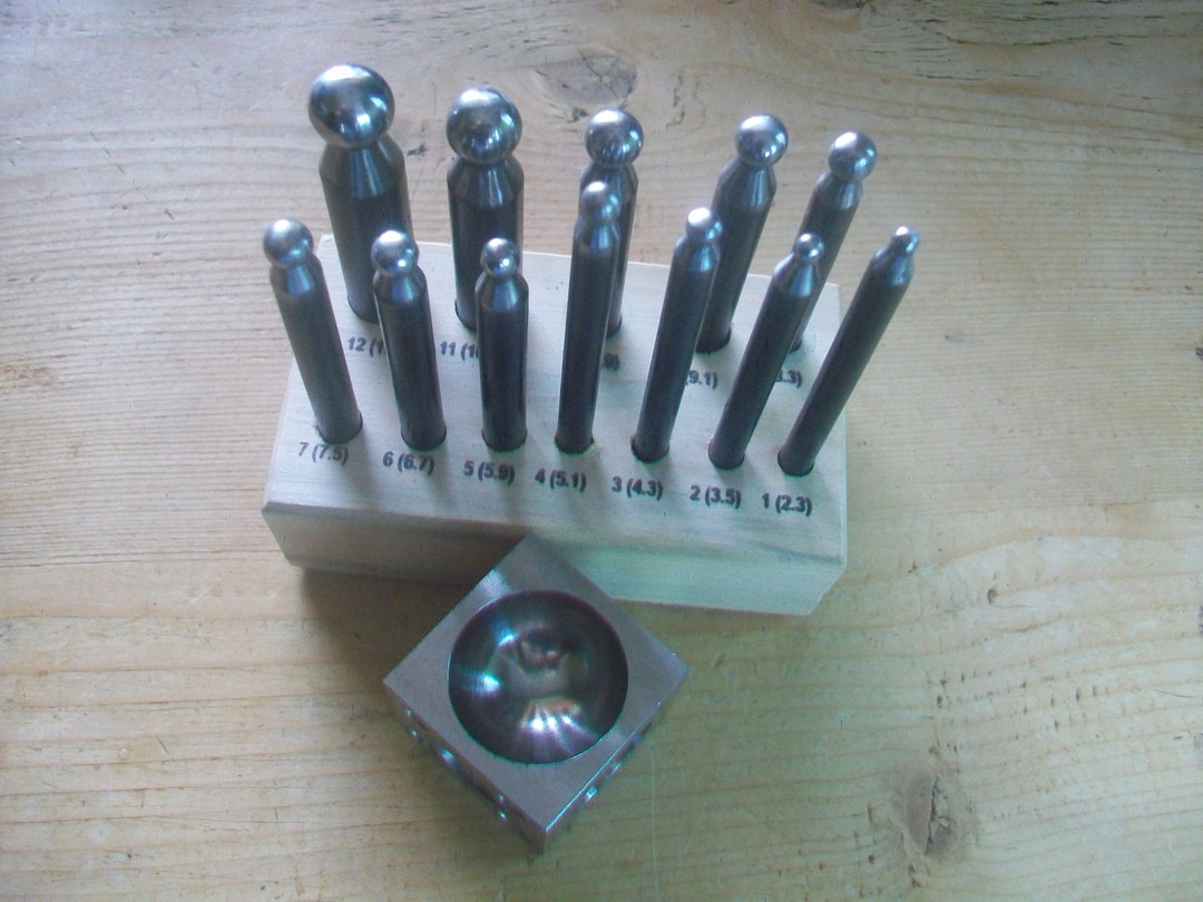 Jewelers 13pc Dapping Punch Set With Wooden Stand Doming Block - Etsy