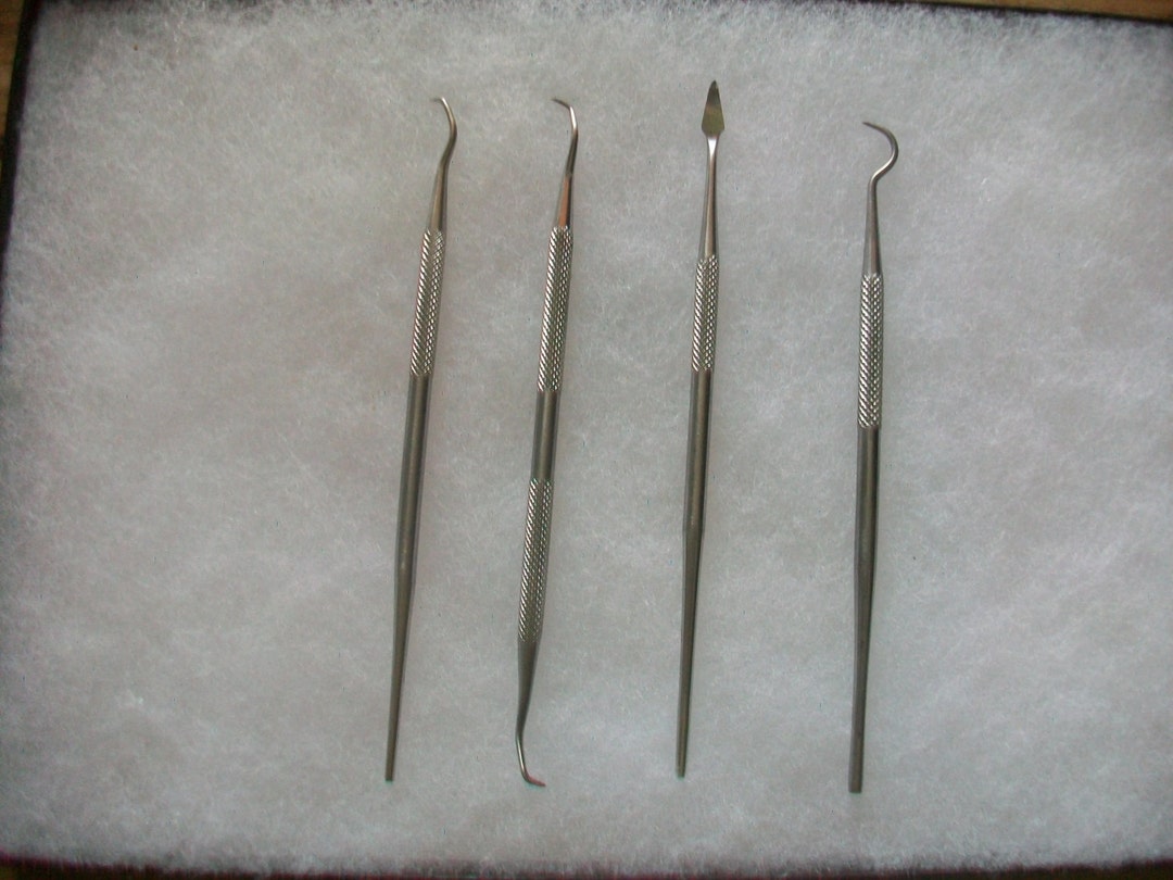 Wax Carver Carving Tools 4-PC Knurled Pick Stainless Steel for Ceramics ...