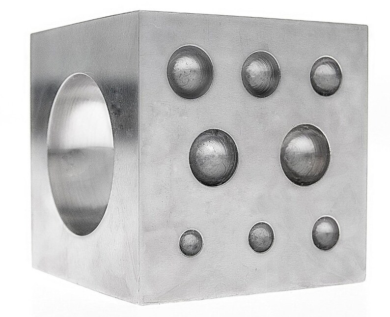 Jewelers Dapping Block With 18 Round Cavities 2" Polished Stainless ...